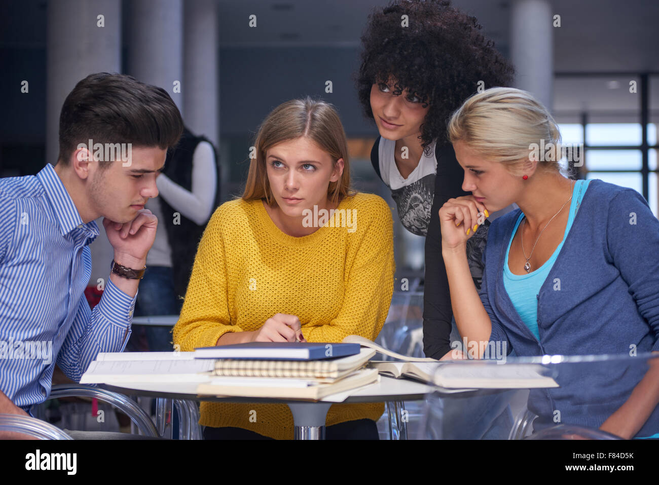 happy students group study in classroom Stock Photo - Alamy