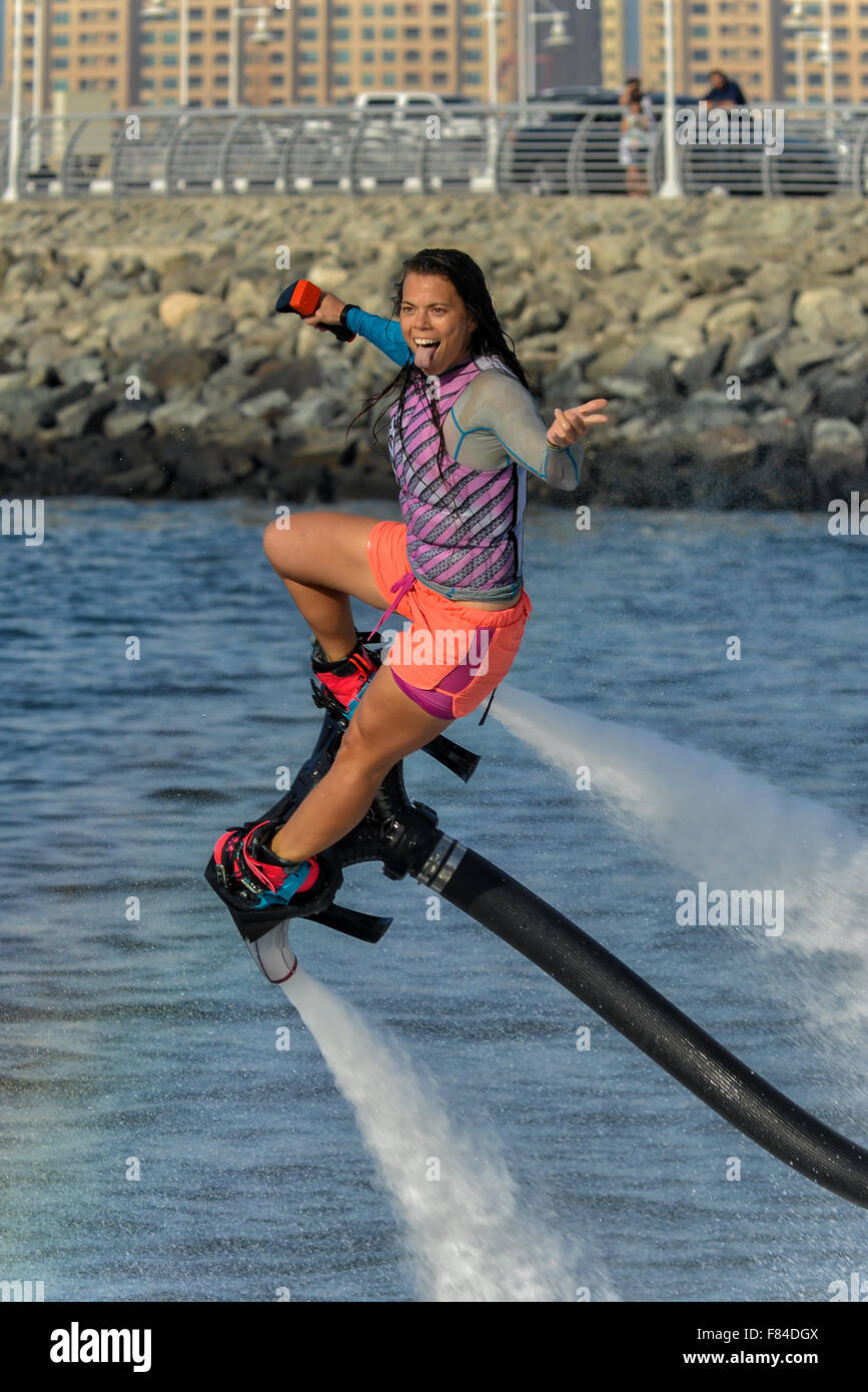 Female Flyboarder in Dubai, UAE Stock Photo - Alamy