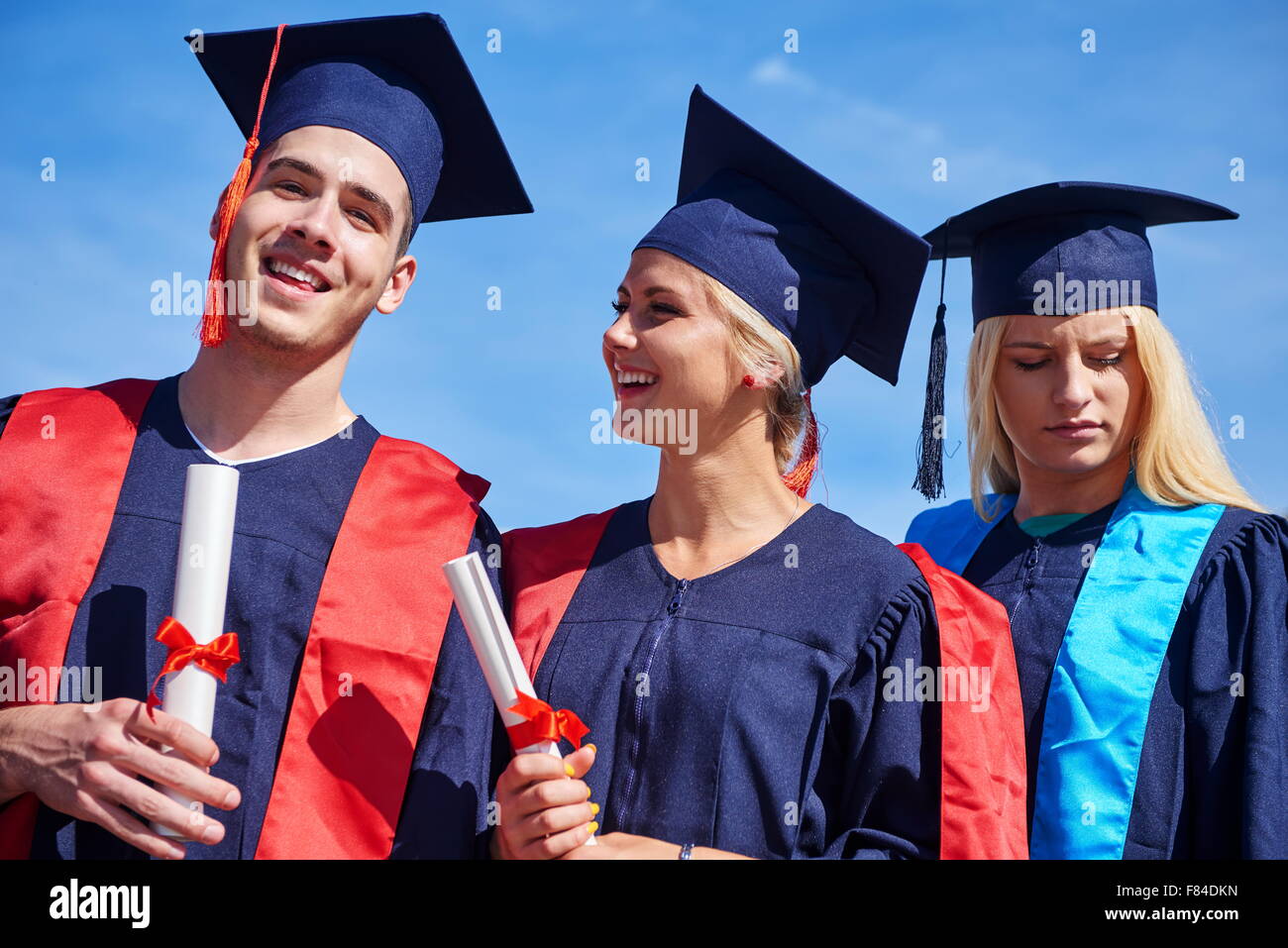 young graduates students group standing in front of university building ...
