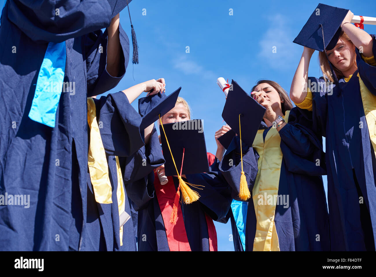young graduates students group standing in front of university building ...