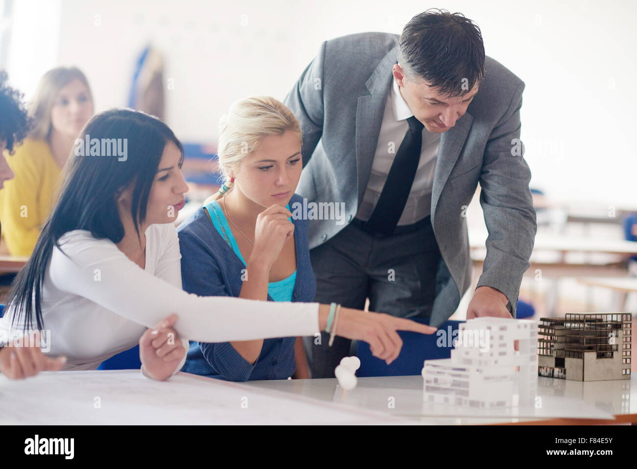 group of students with teacher on class learning lessons Stock Photo ...