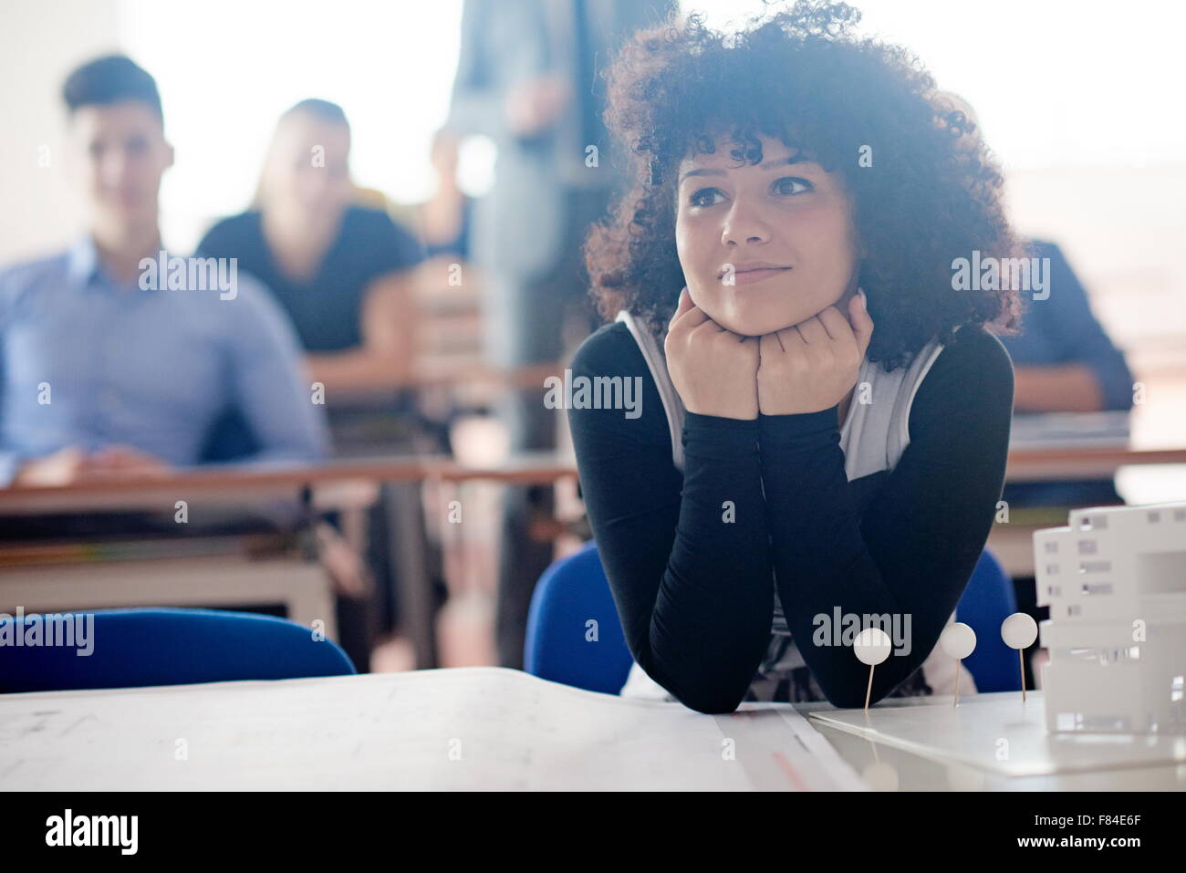 portrait of young female student at school classroom Stock Photo - Alamy