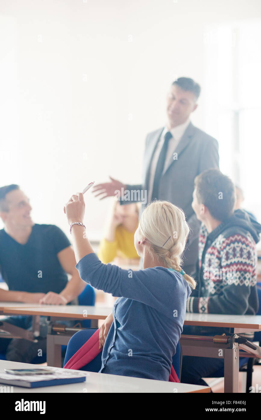 group of students with teacher on class learning lessons Stock Photo ...