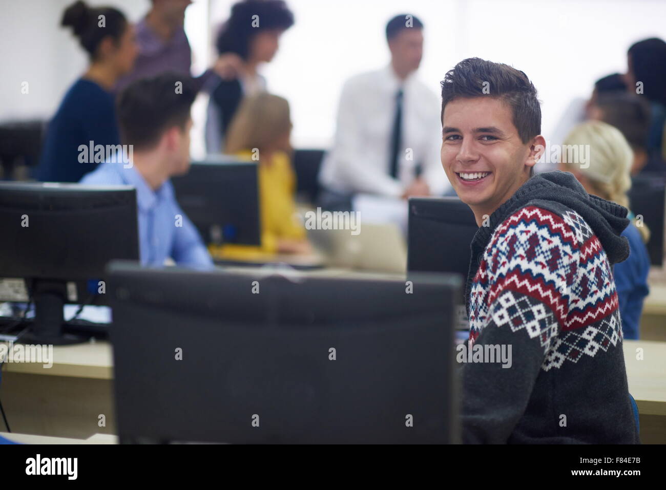technology students group in computer lab classroom Stock Photo - Alamy