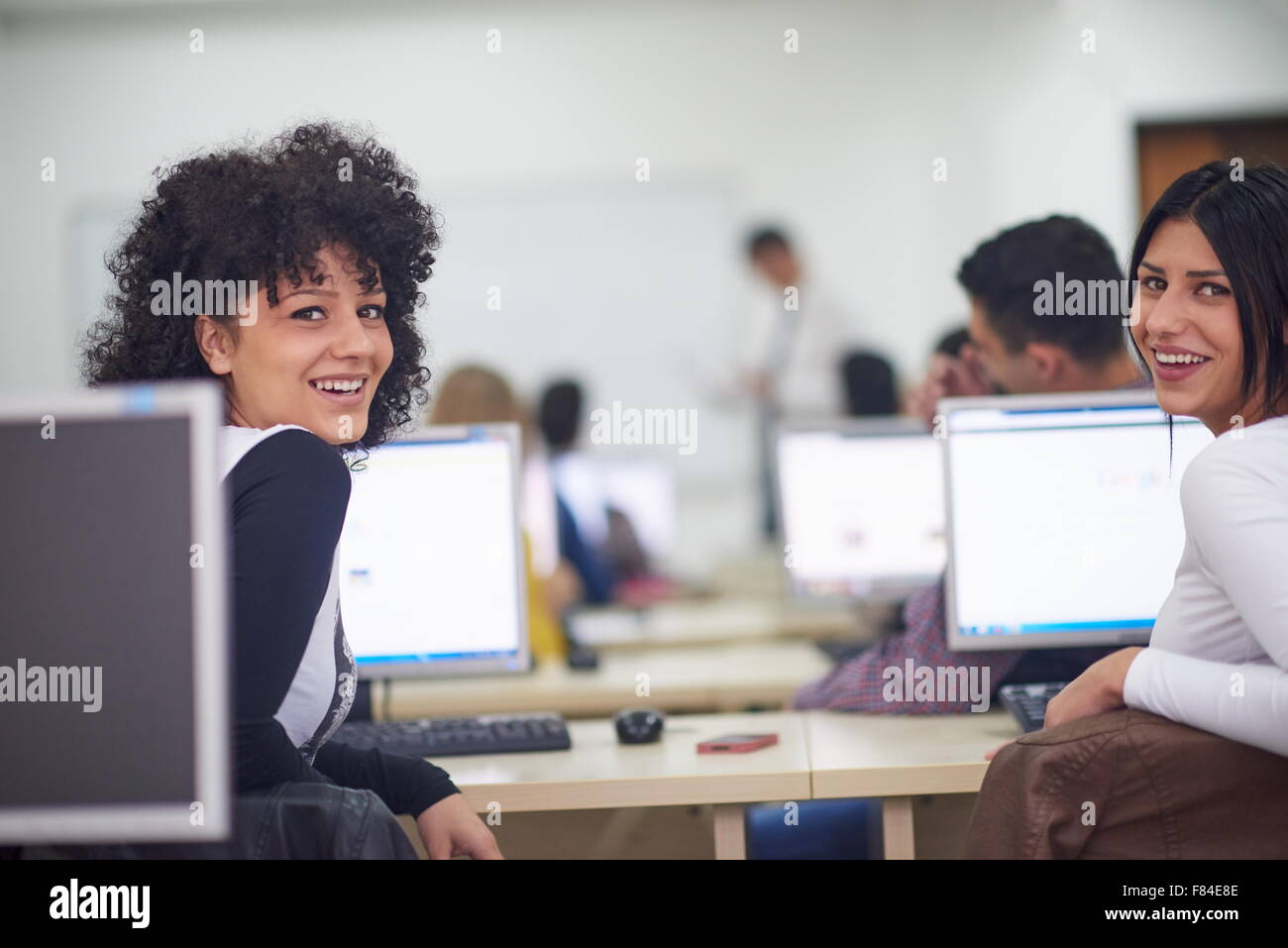 technology students group in computer lab classroom Stock Photo - Alamy