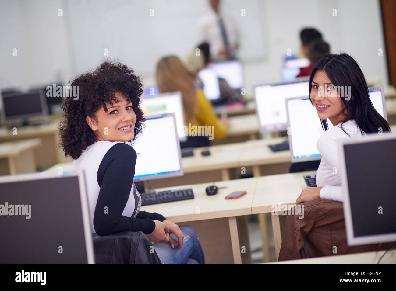 technology students group in computer lab classroom Stock Photo - Alamy