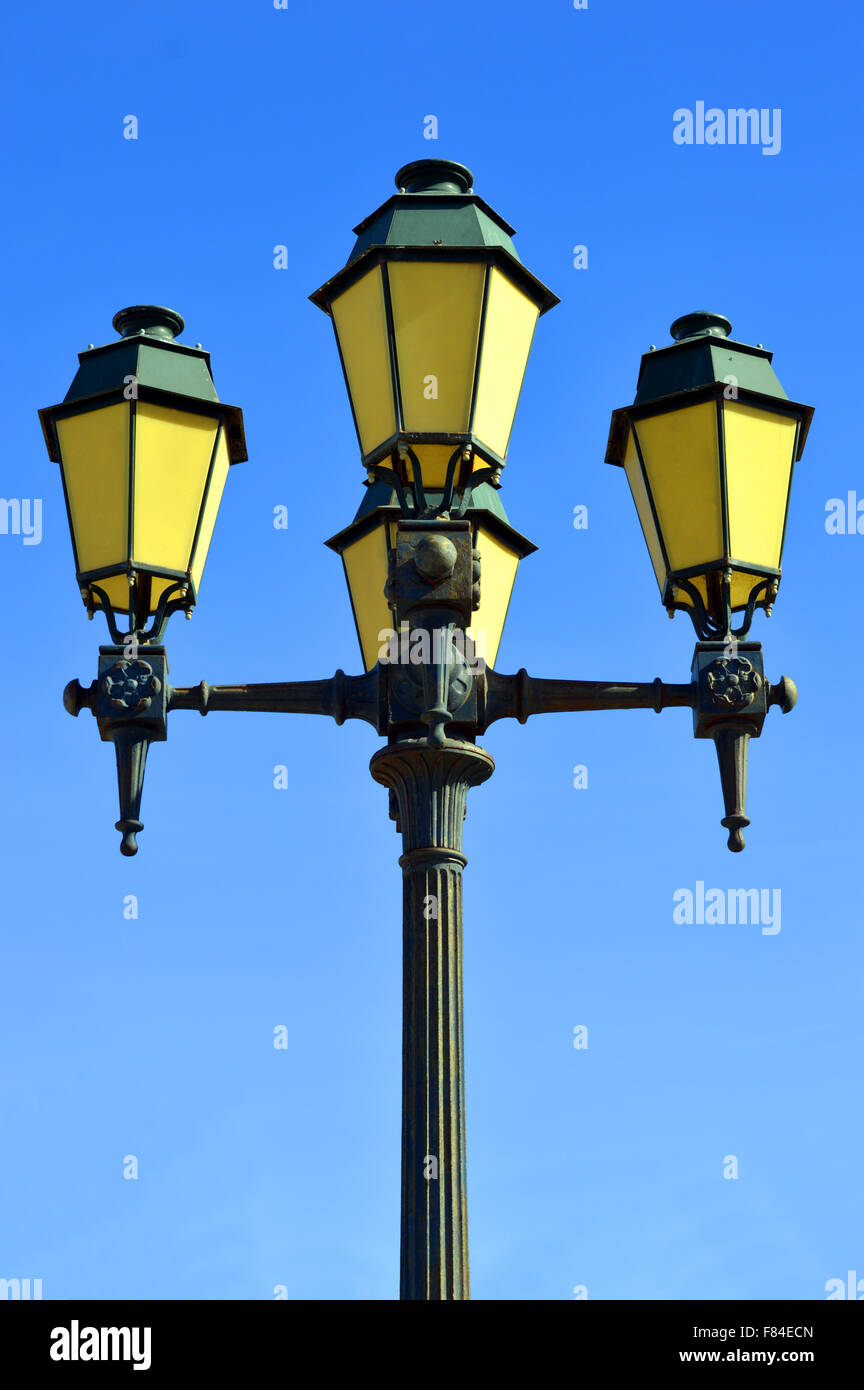 Street lights in Faro old town Portugal Stock Photo - Alamy