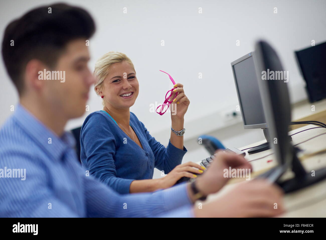 technology students group in computer lab classroom Stock Photo - Alamy