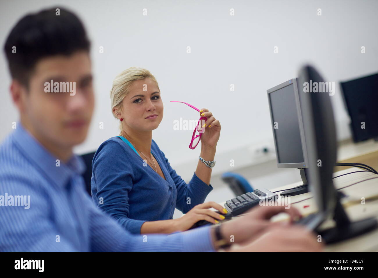 technology students group in computer lab classroom Stock Photo - Alamy