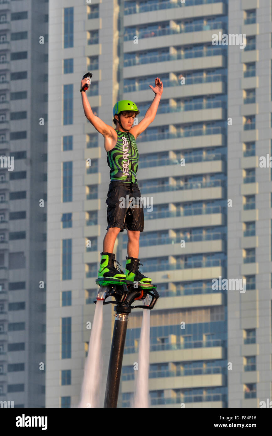 Male Flyboarder in Dubai, UAE Stock Photo - Alamy