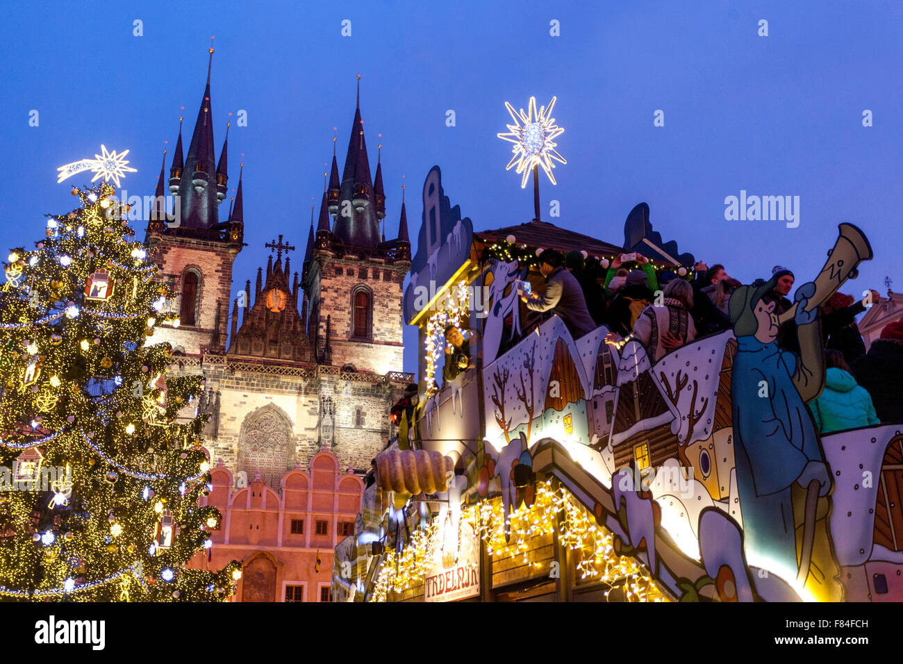 Old Town Square Prague Christmas market and tree, Prague, Czech ...