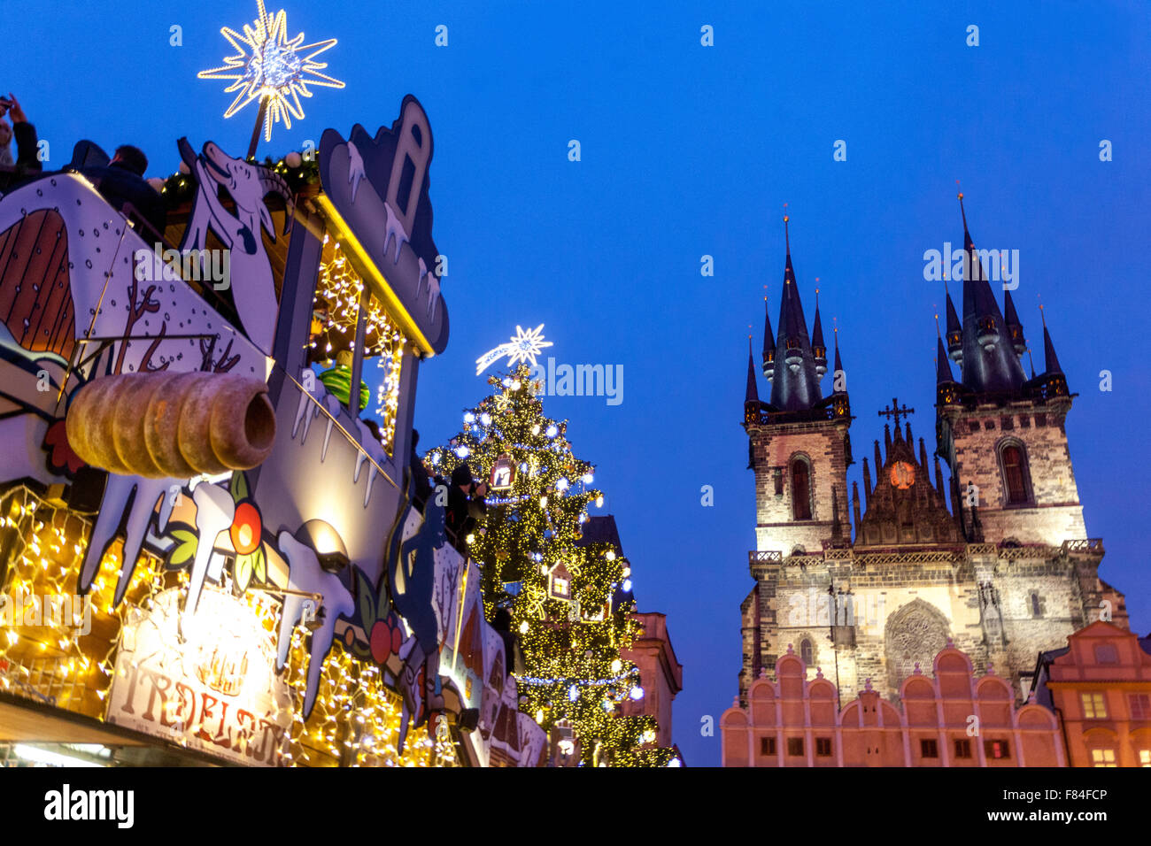 Old Town Square Prague Christmas market and tree, Prague, Czech ...