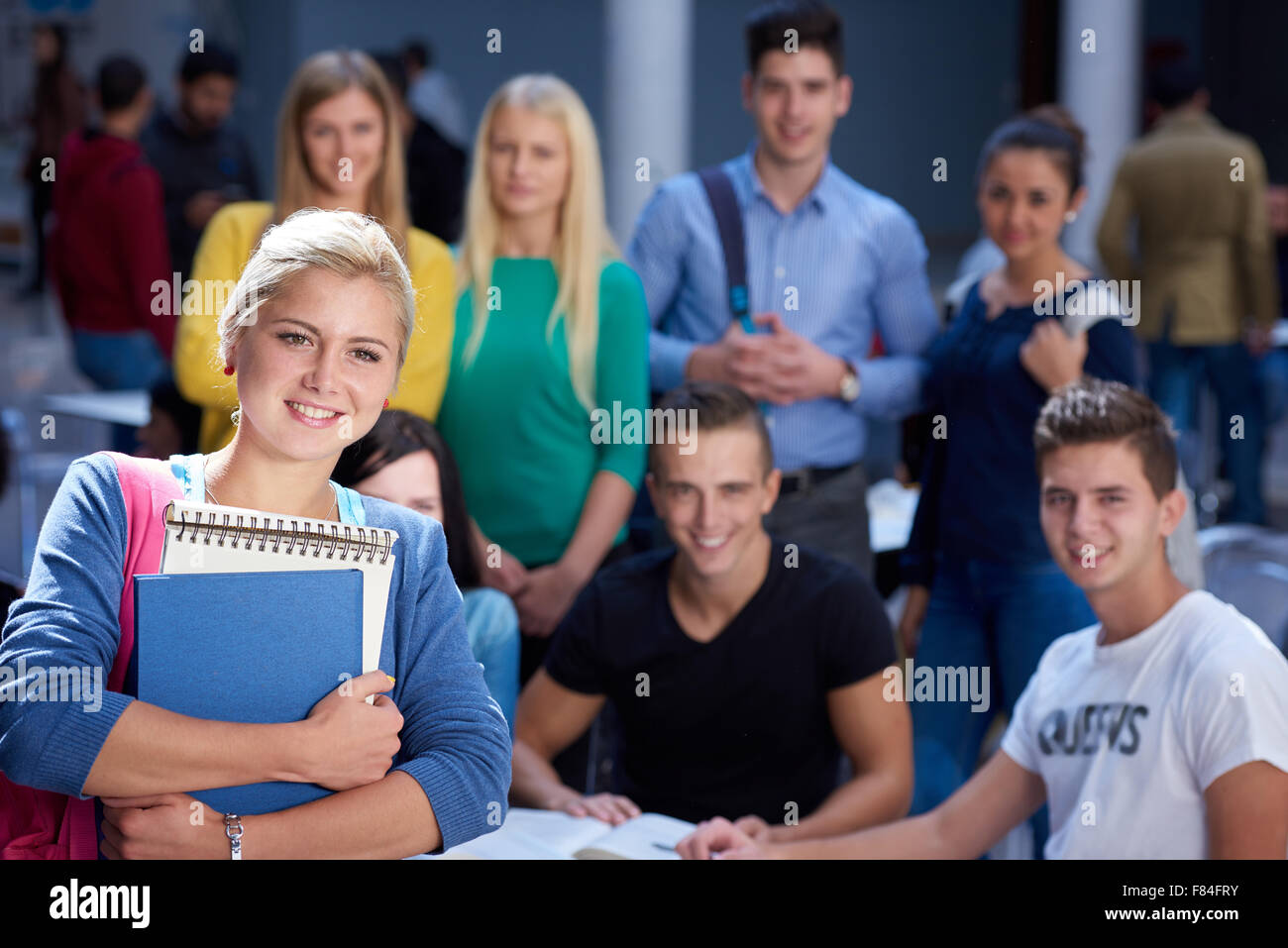happy students group study in classroom Stock Photo - Alamy
