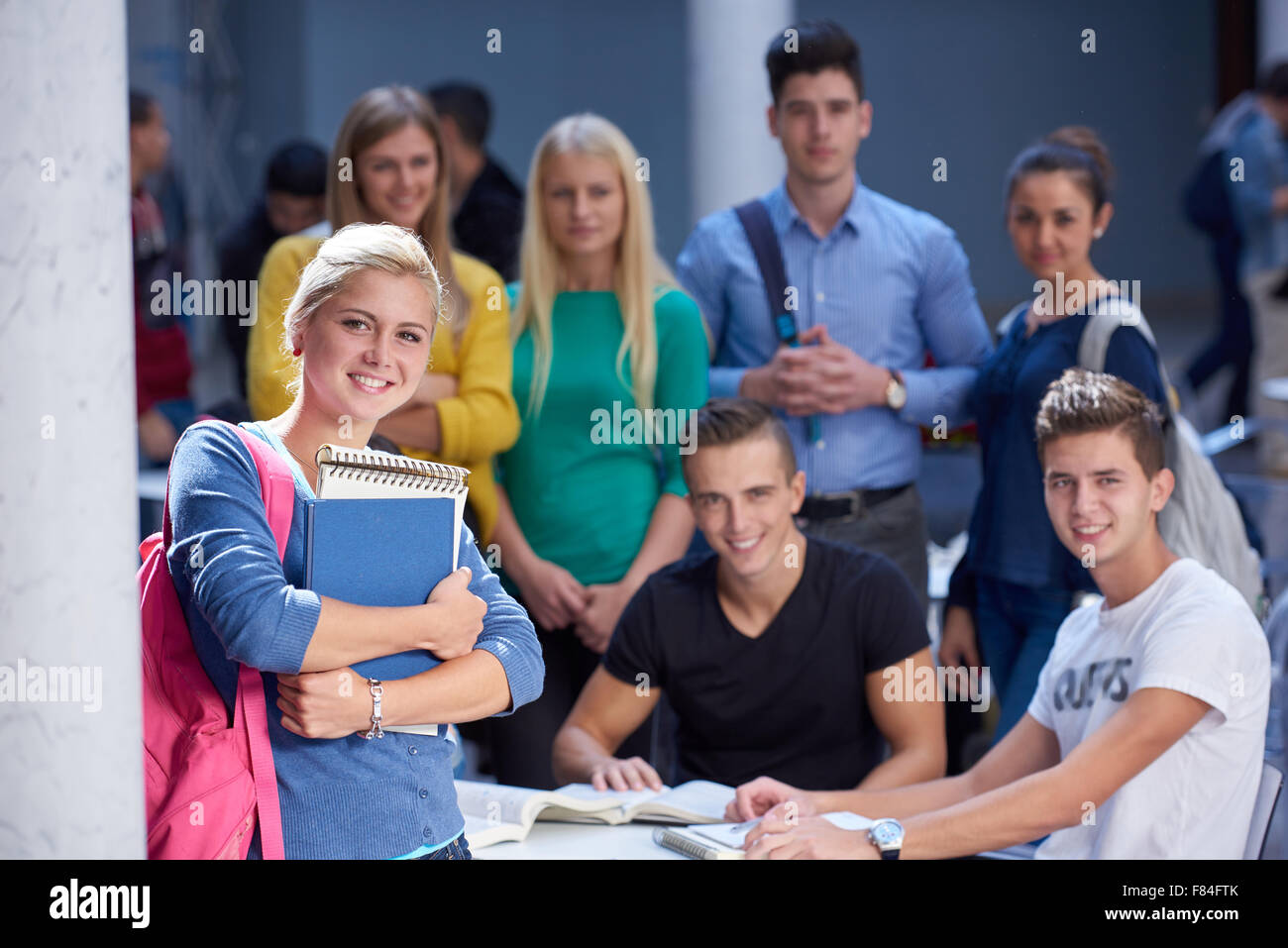 happy students group study in classroom Stock Photo - Alamy