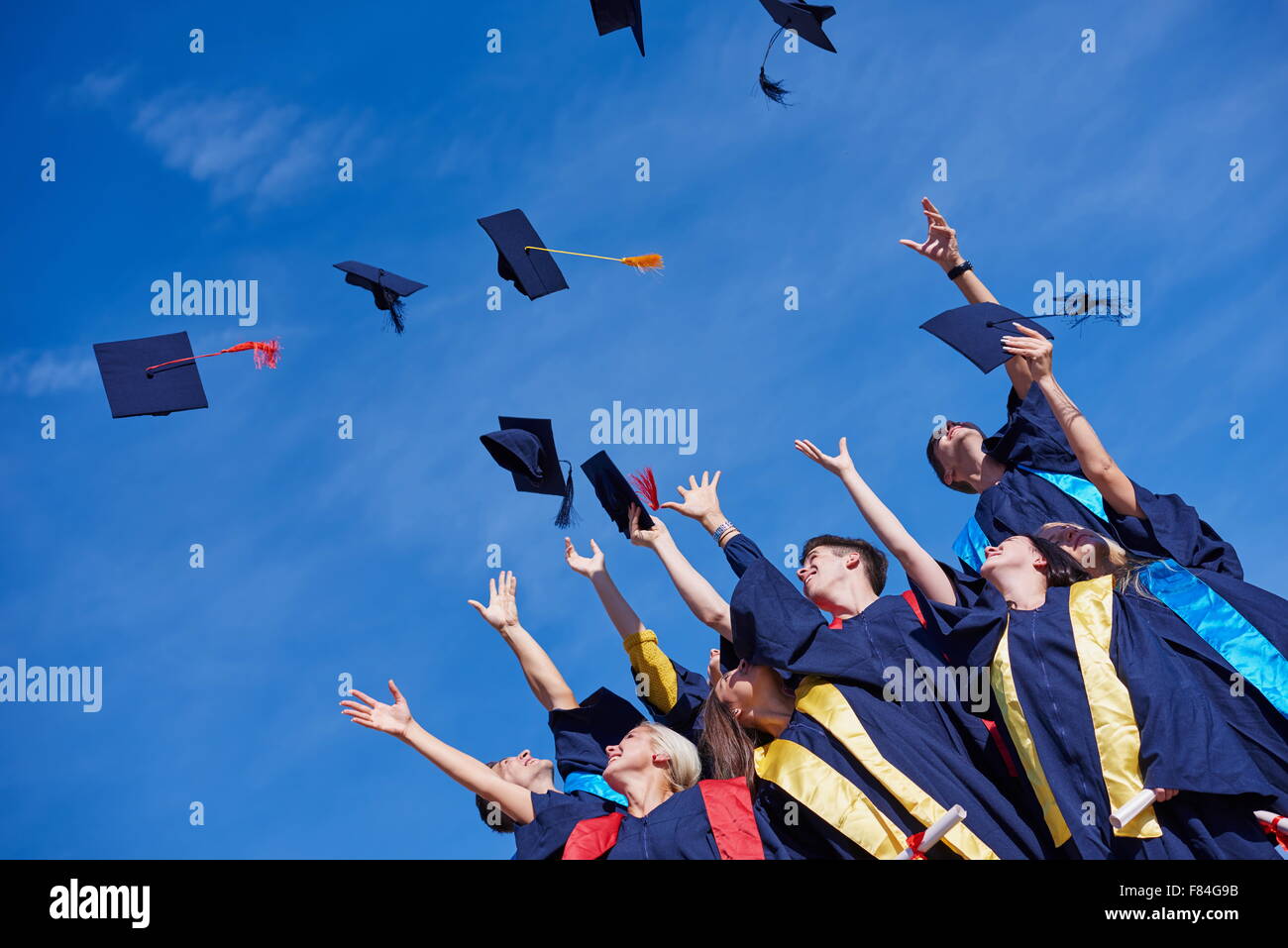High School Graduation Throwing Hats