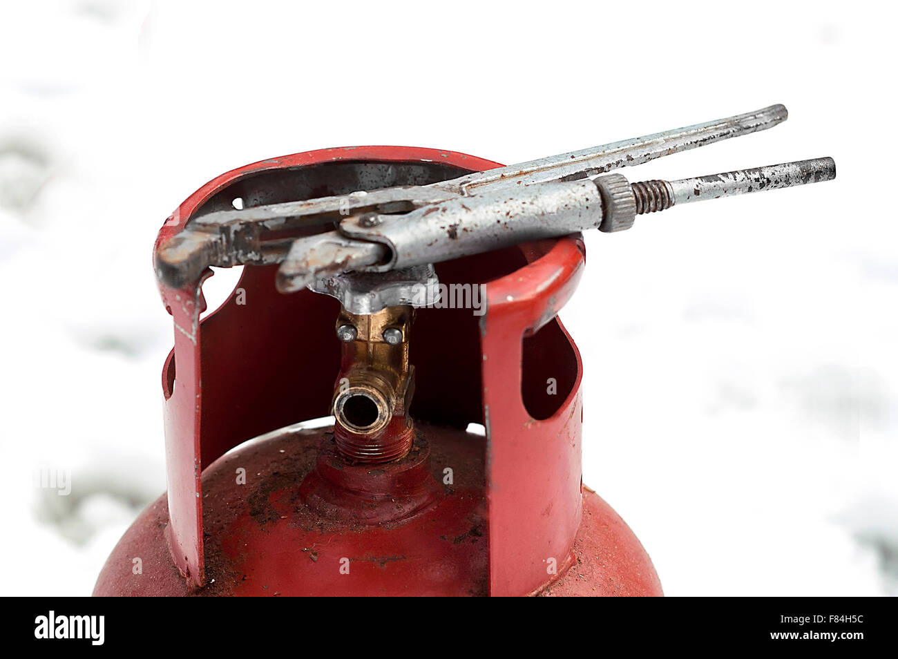 Red gas bottle Stock Photo - Alamy