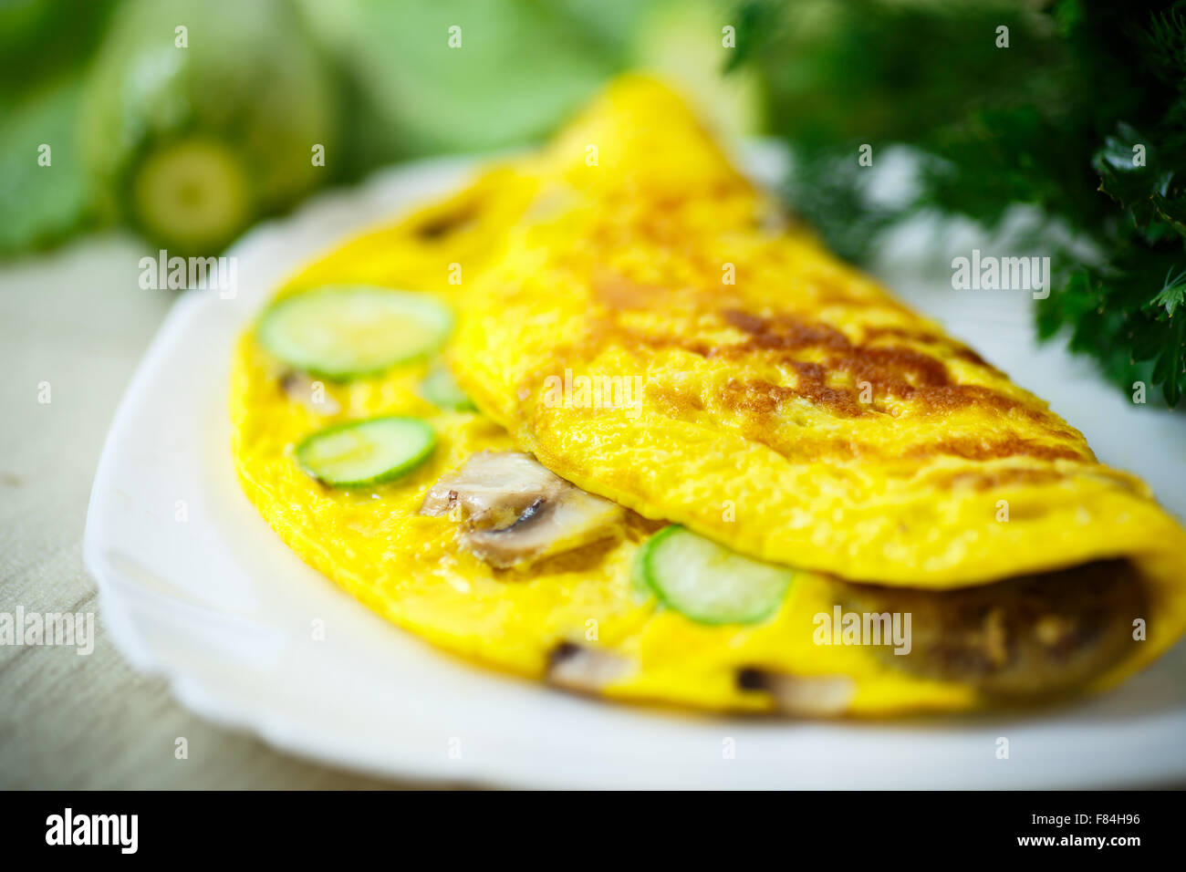 fried omelette with zucchini Stock Photo - Alamy