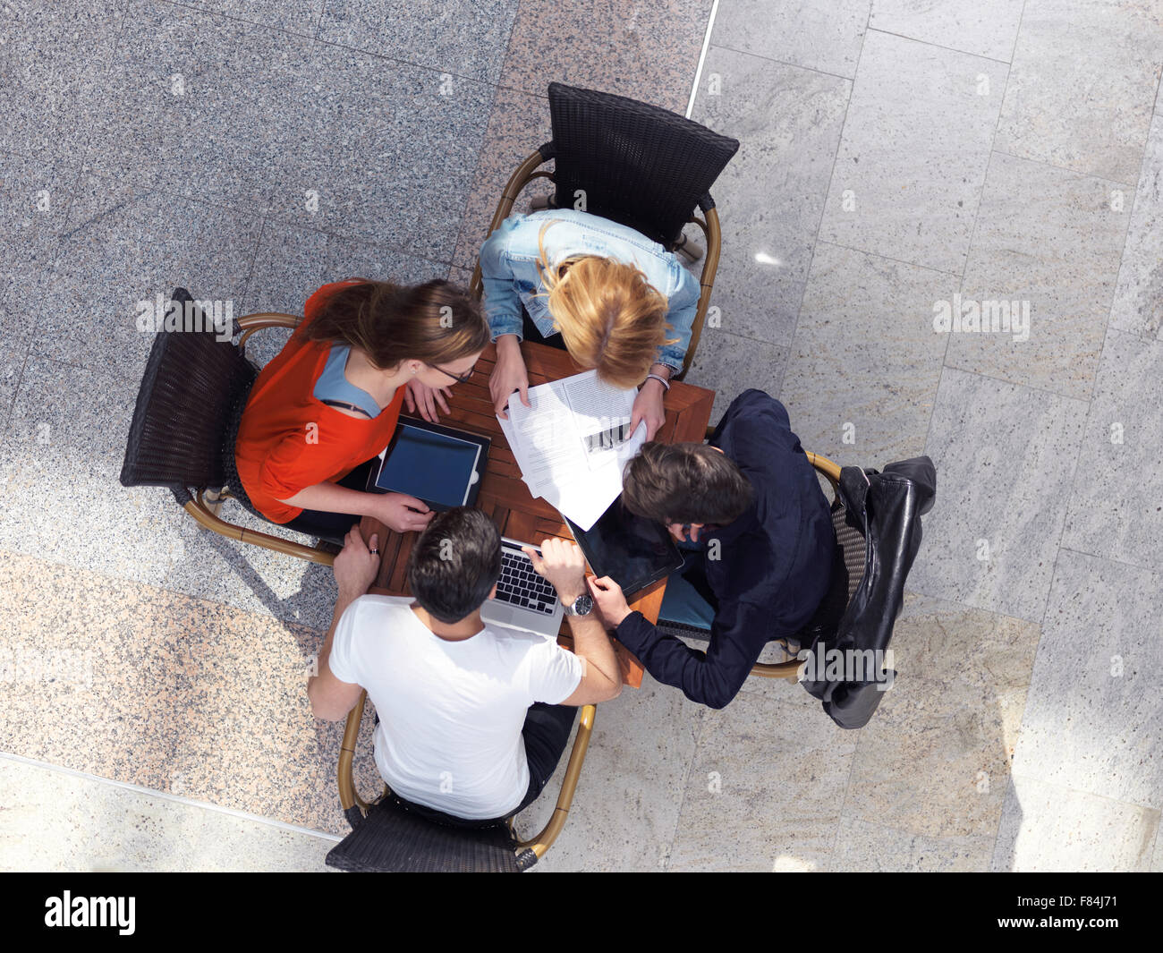 students group working on school project together at modern university ...