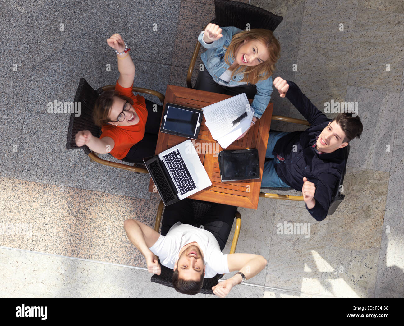 students group working on school project together at modern university ...
