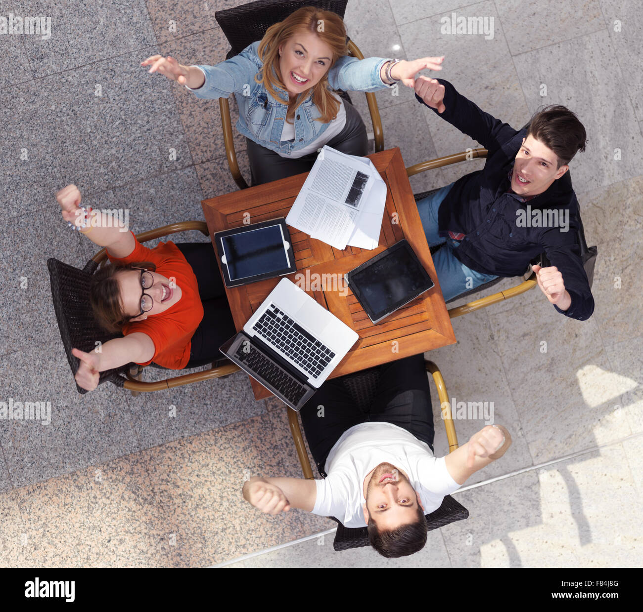 students group working on school project together at modern university ...