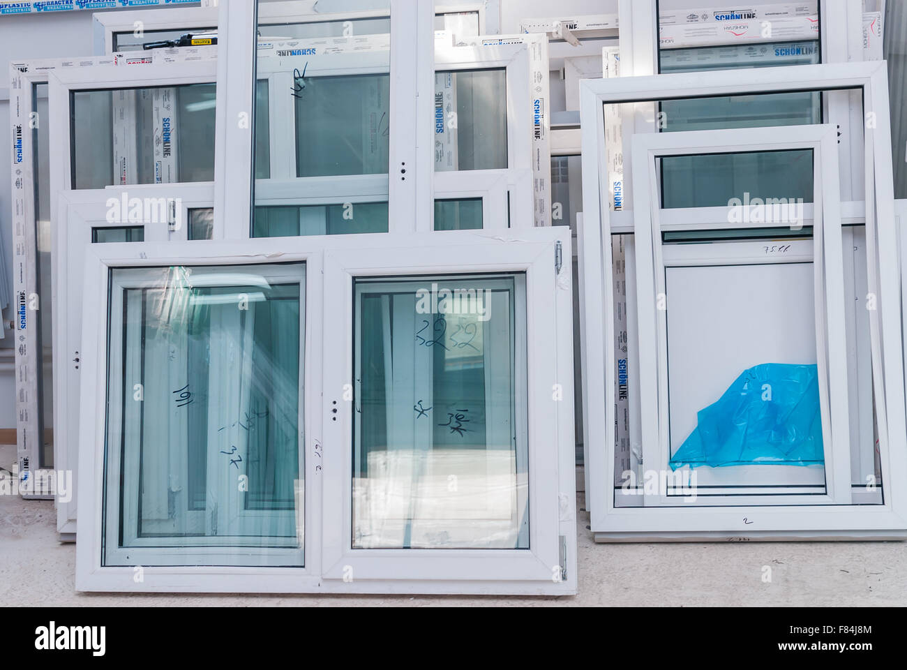 Set of plastic UPVC windows, ready to install Stock Photo - Alamy