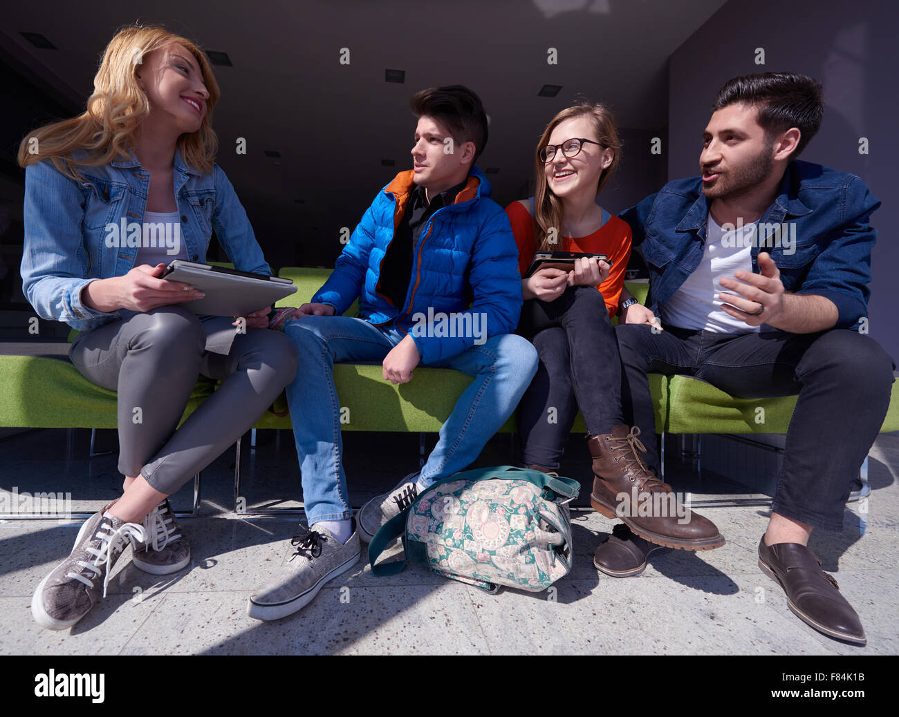 students group working on school project together at modern university ...