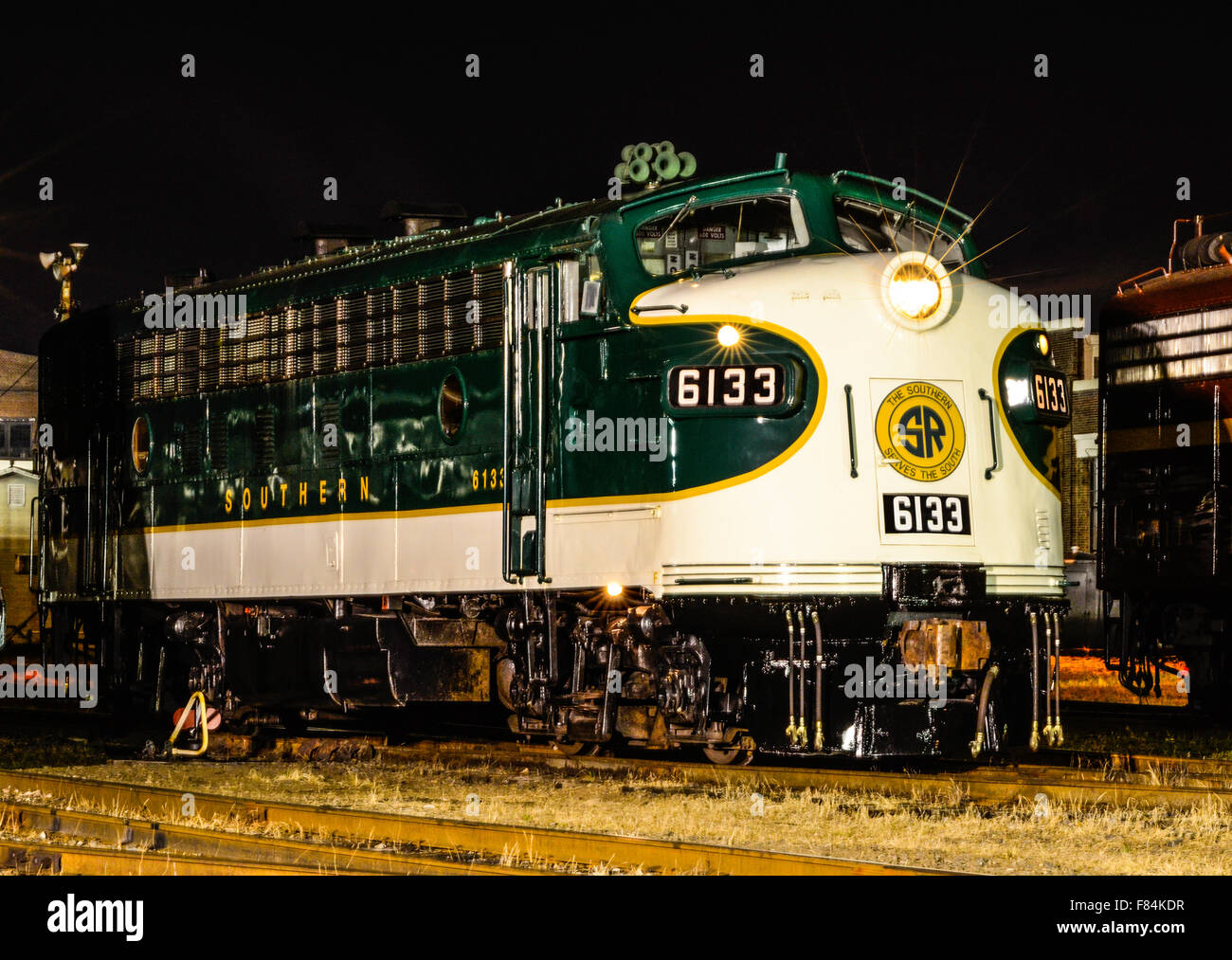 Nighttime Closeup of Restored Southern Railroad #6133 At The North ...