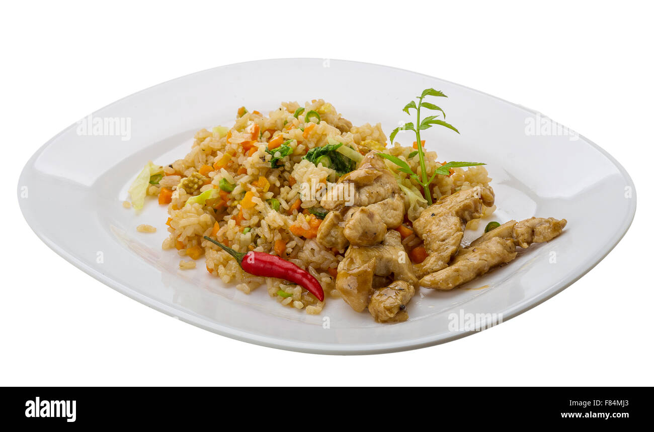 Fried rice with chicken - traditional asian food Stock Photo - Alamy