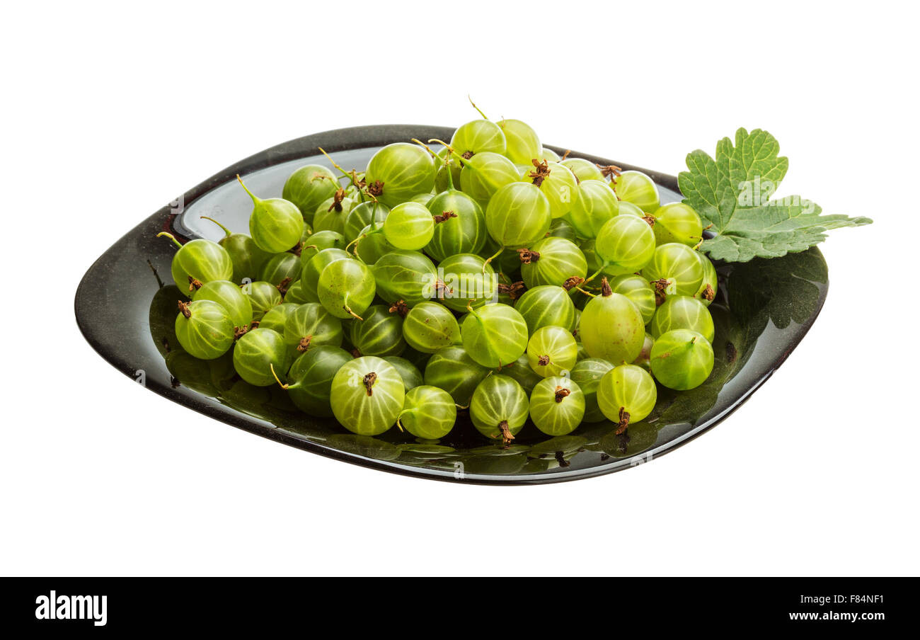 Gooseberry in the bowl isolated on white Stock Photo - Alamy