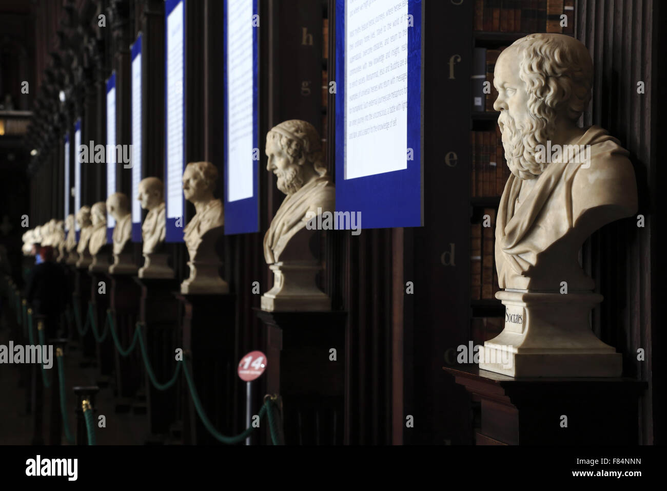The statues of ancient scholars display inside of the Long Room of the ...