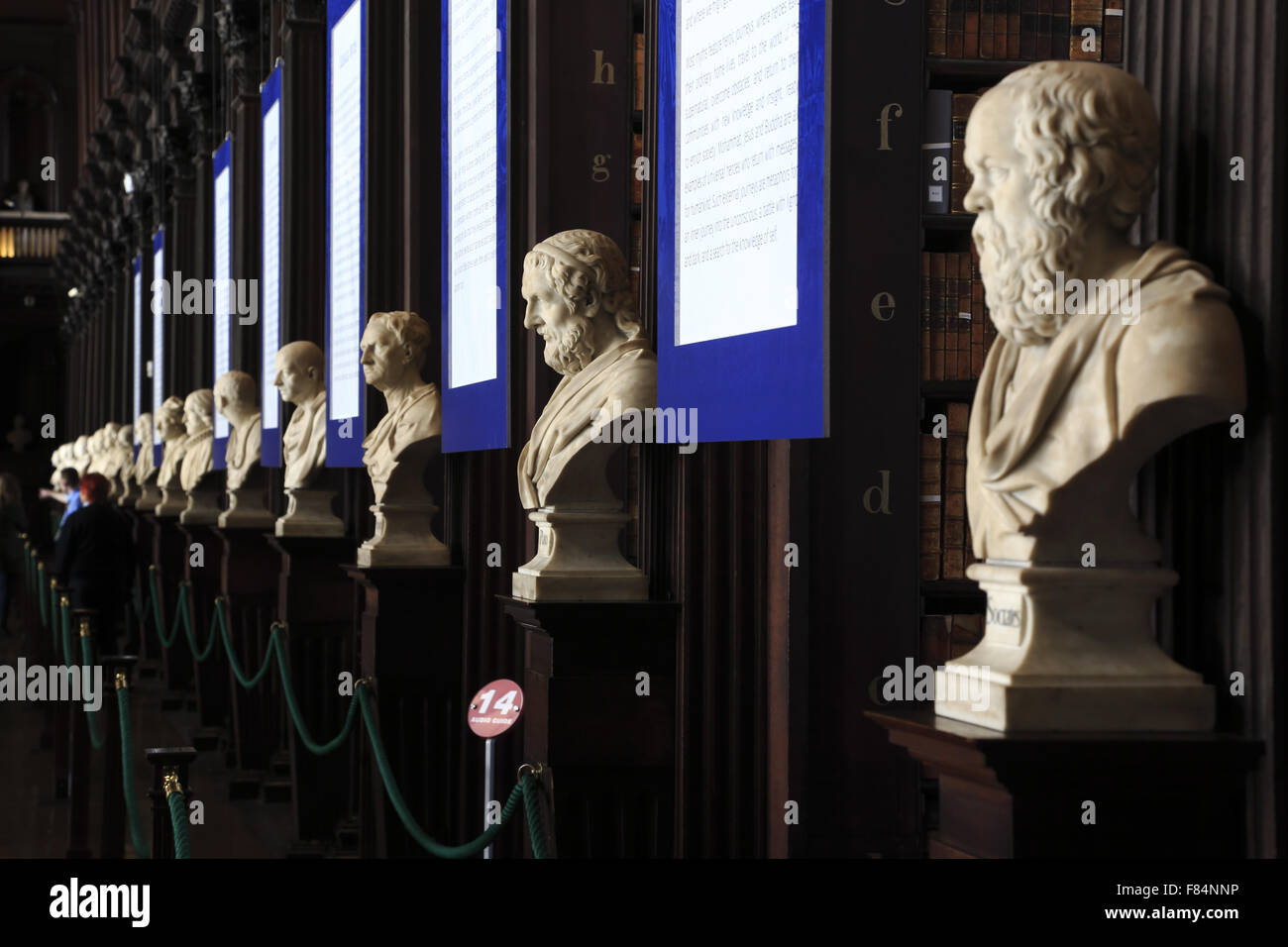 The statues of ancient scholars display inside of the Long Room of the ...