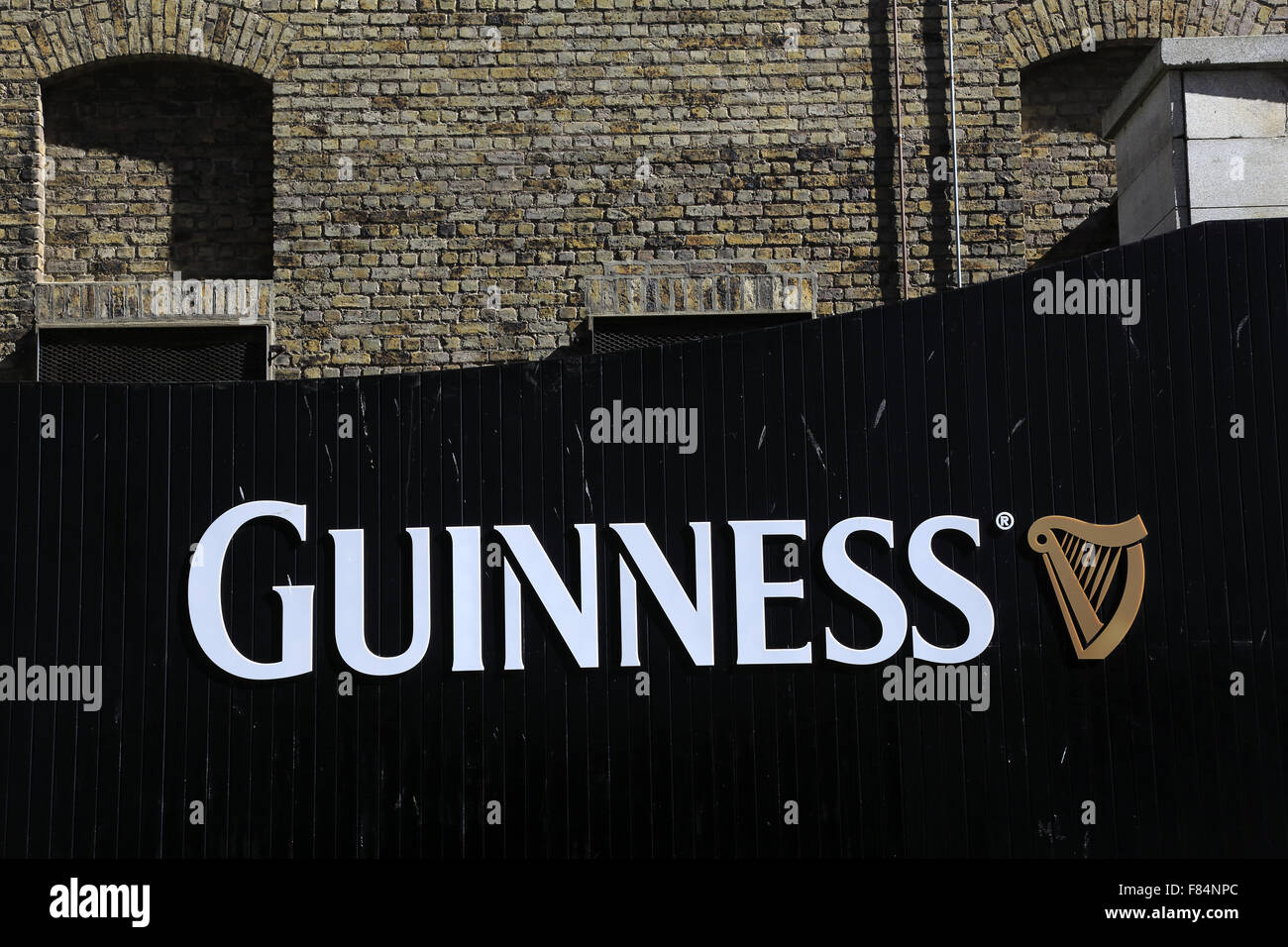 The name of Guinness on the gate of Guinness Brewery. Dublin, Ireland ...