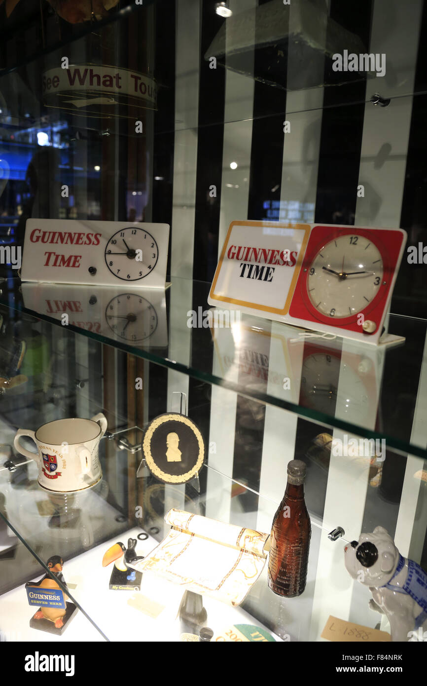 Guinness beer advertising items display in Guinness Storehouse, Dublin ...