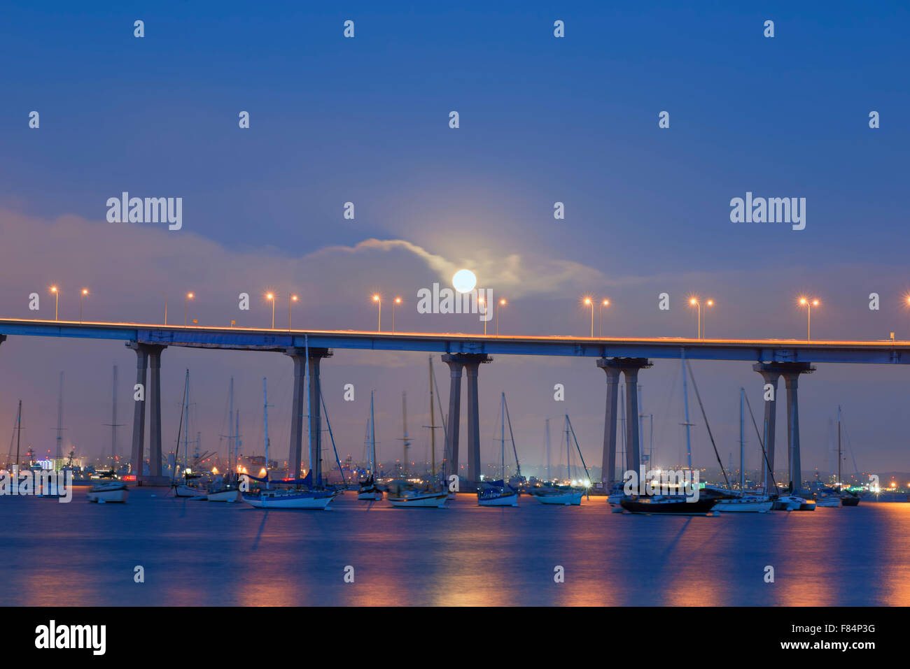 Harbor bridge moon boat night coronado scenic port coronado hi-res ...