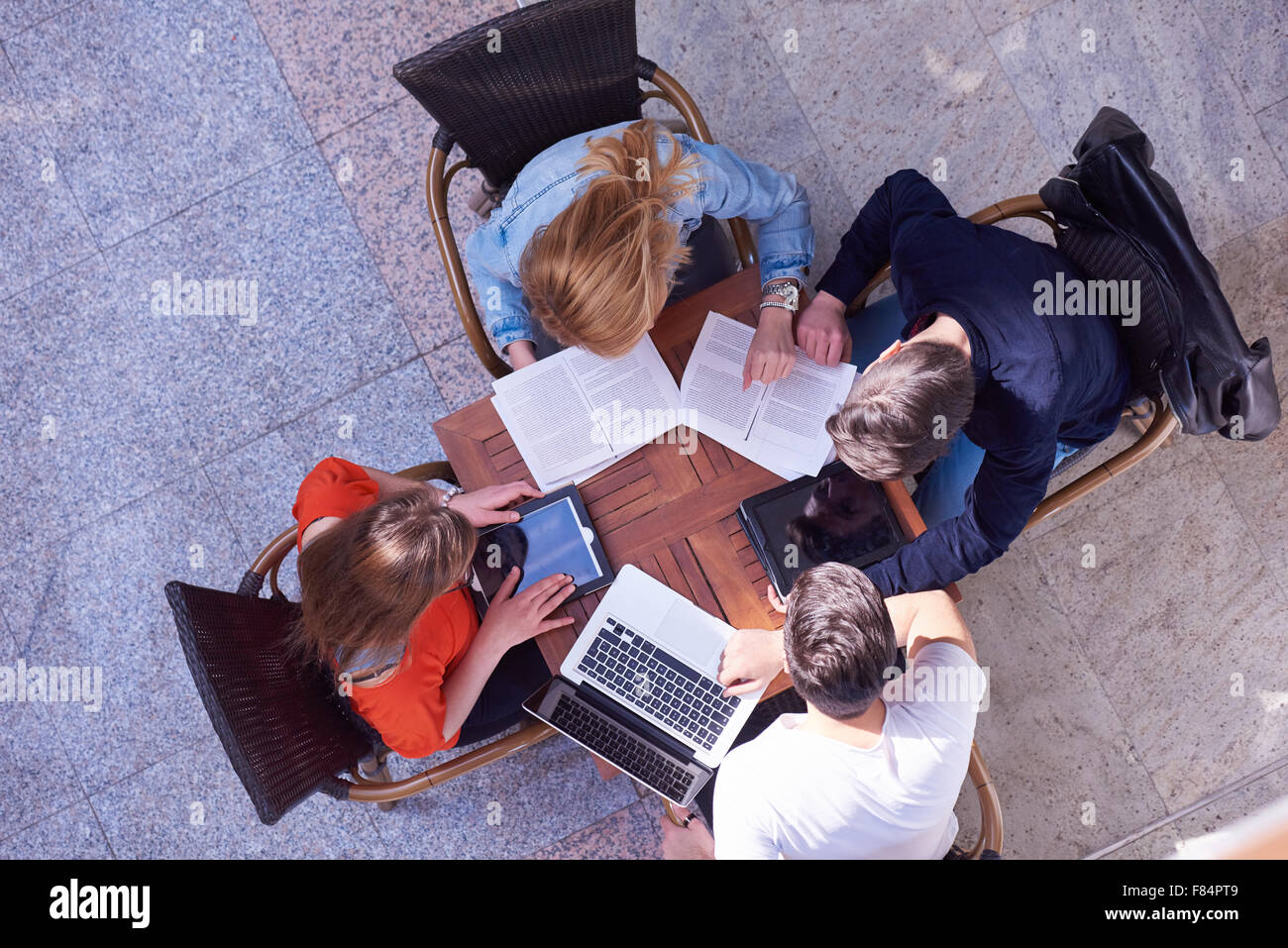 students group working on school project together at modern university ...