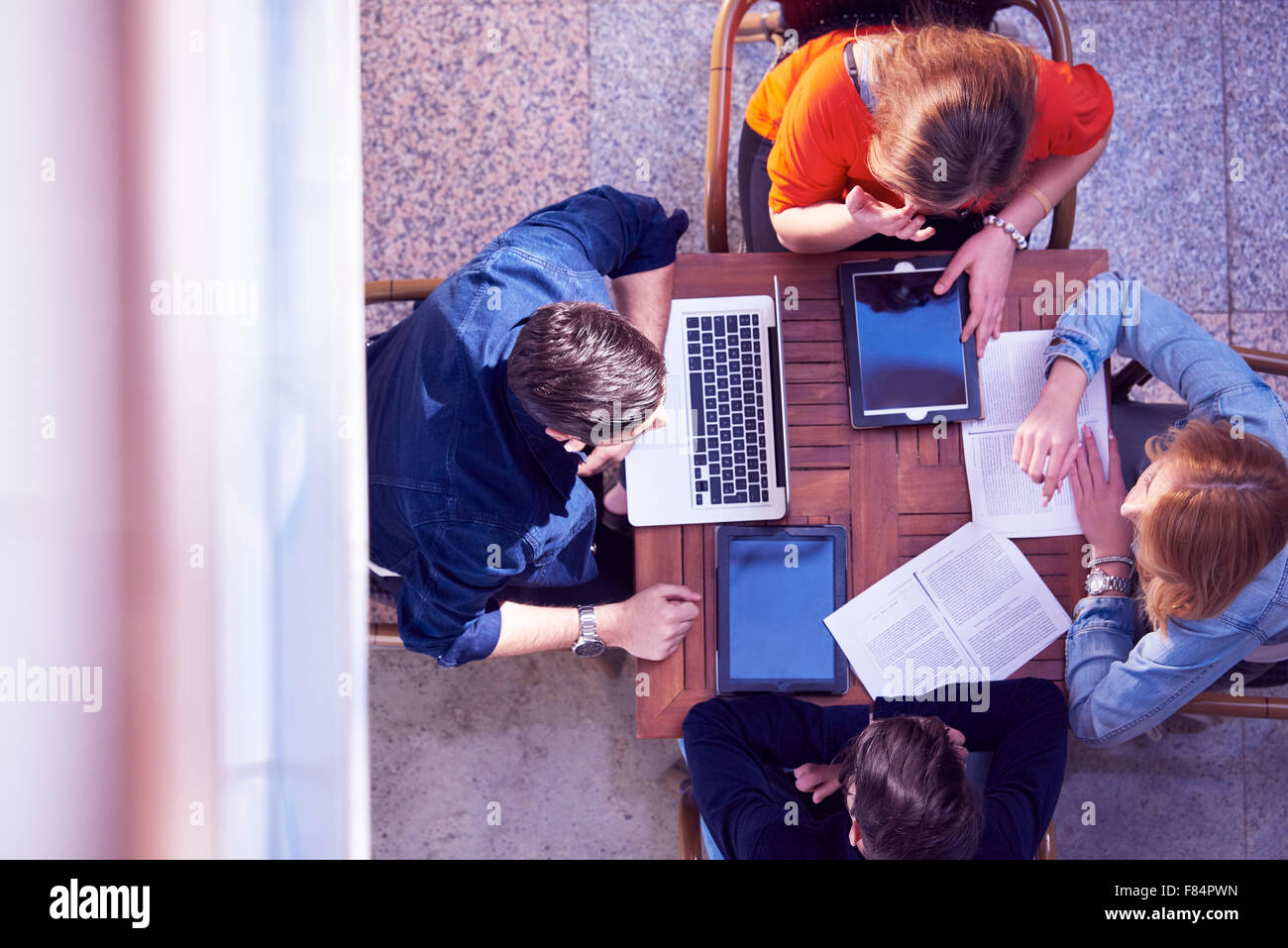 students group working on school project together at modern university ...