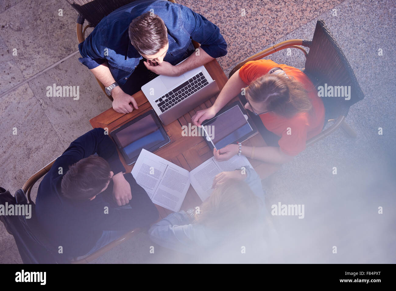 students group working on school project together at modern university ...