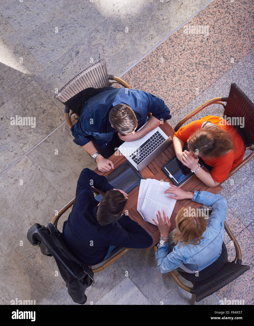 students group working on school project together at modern university ...