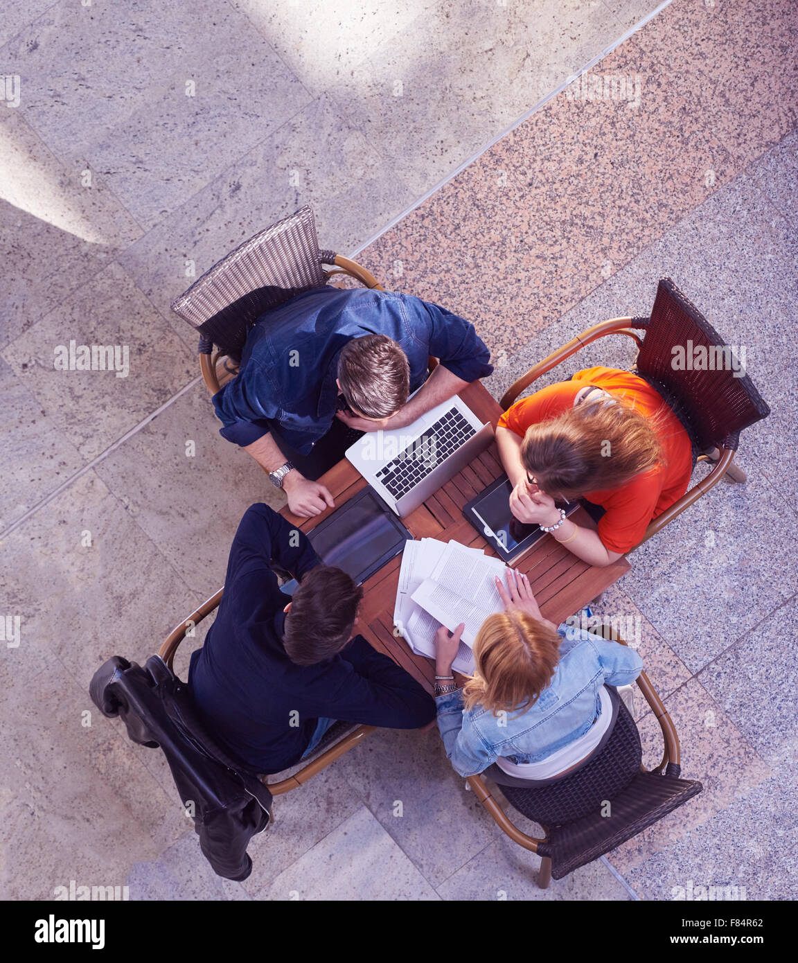 students group working on school project together at modern university ...