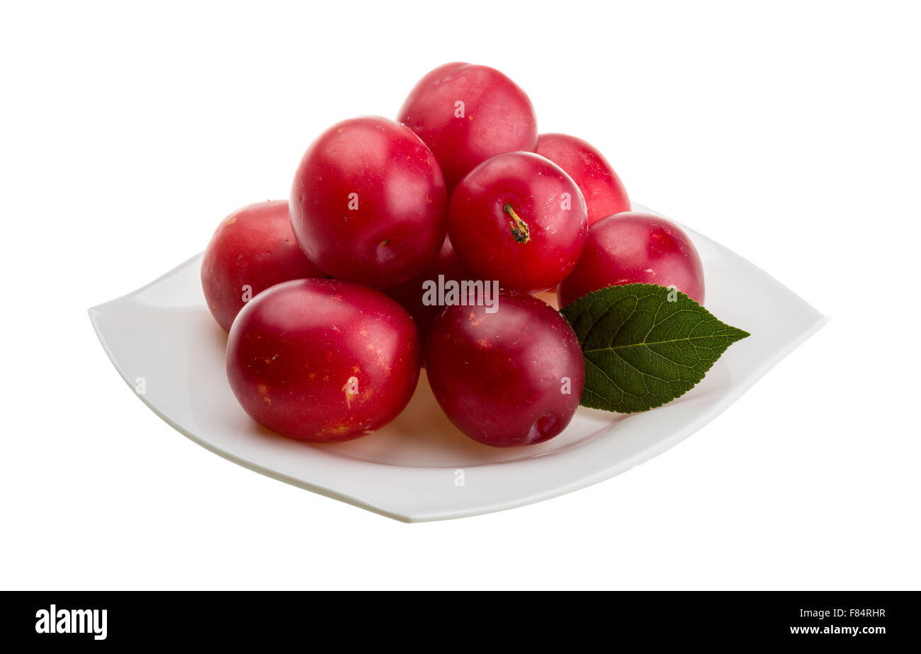 Damson plum isolated on white background Stock Photo - Alamy