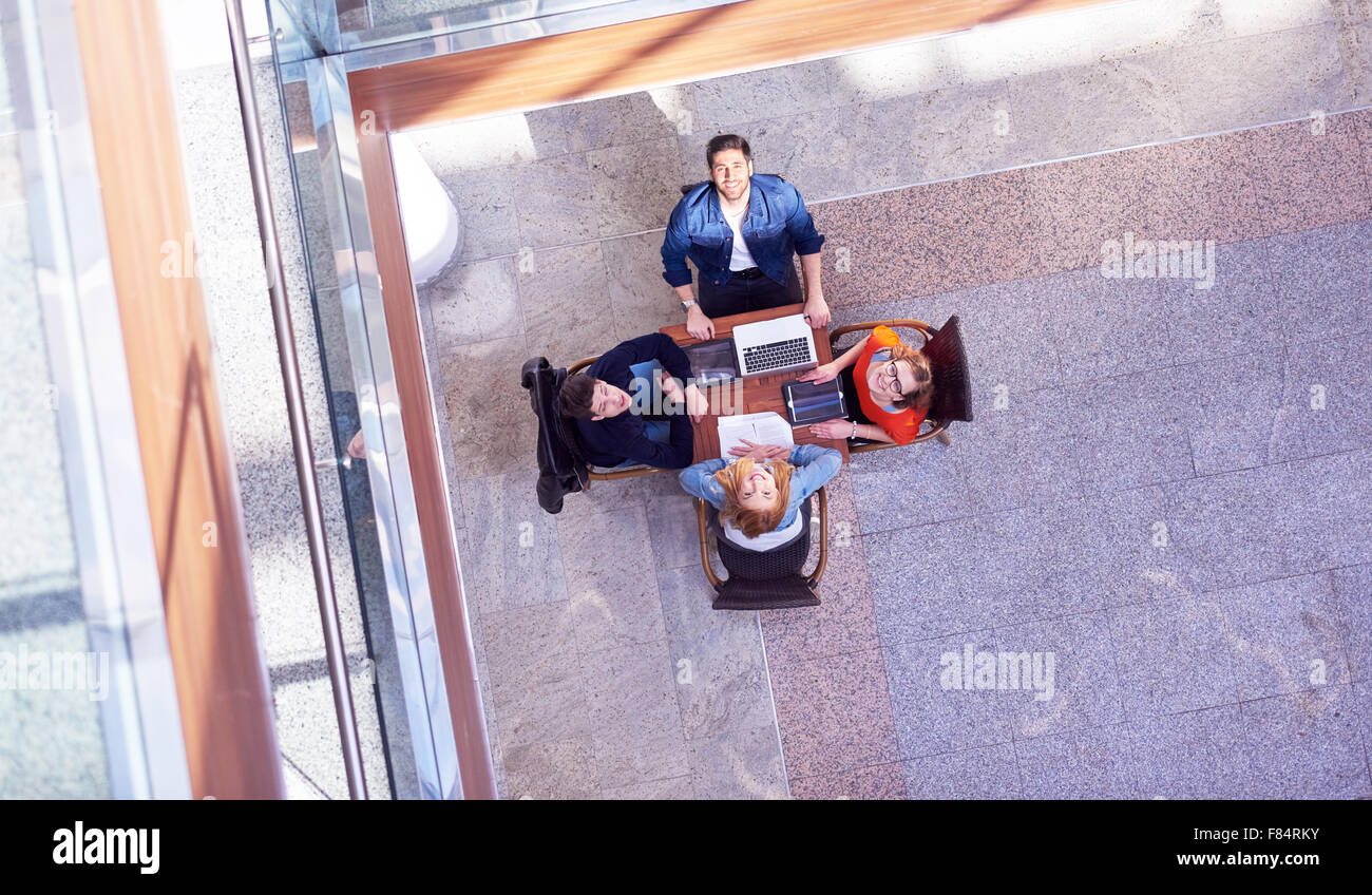 students group working on school project together at modern university ...