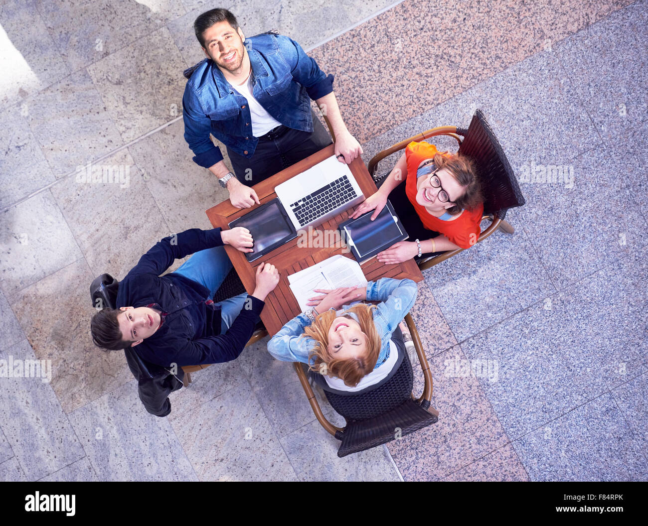 students group working on school project together at modern university ...