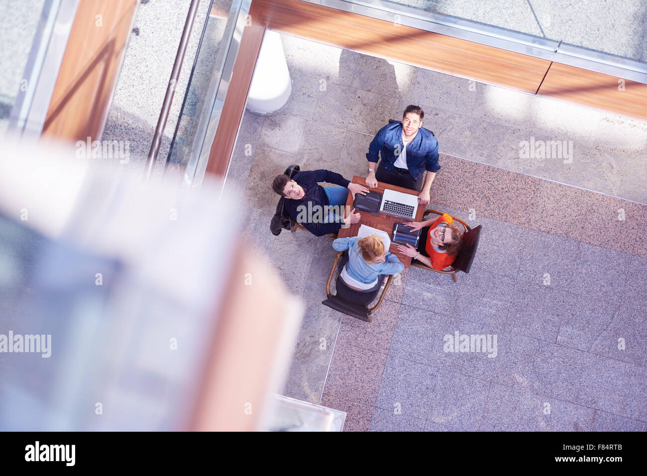 students group working on school project together at modern university ...