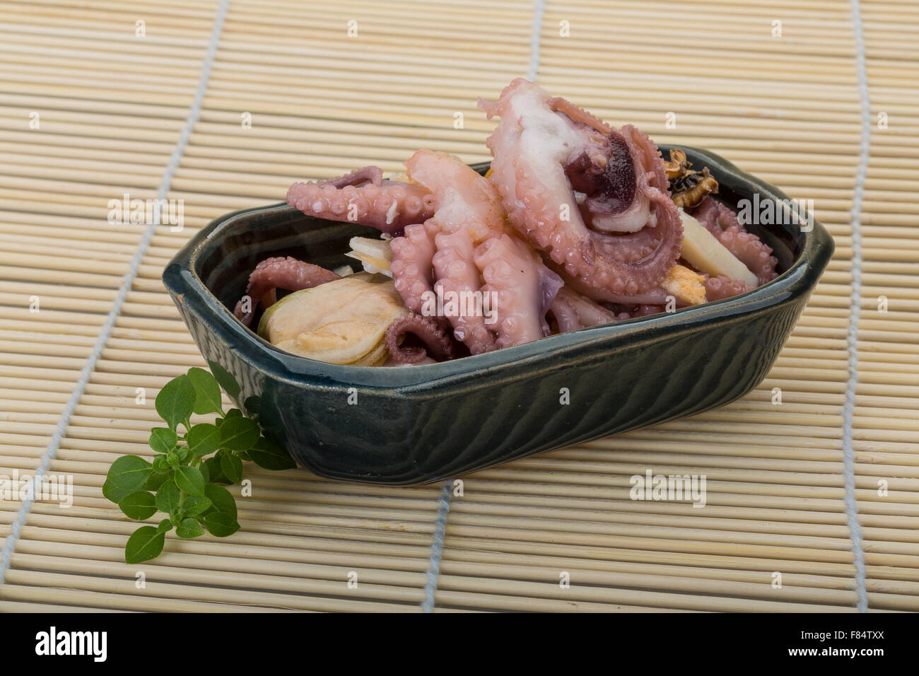 Seafood cocktail with octopus, shrimp, calamari and mussel Stock Photo ...