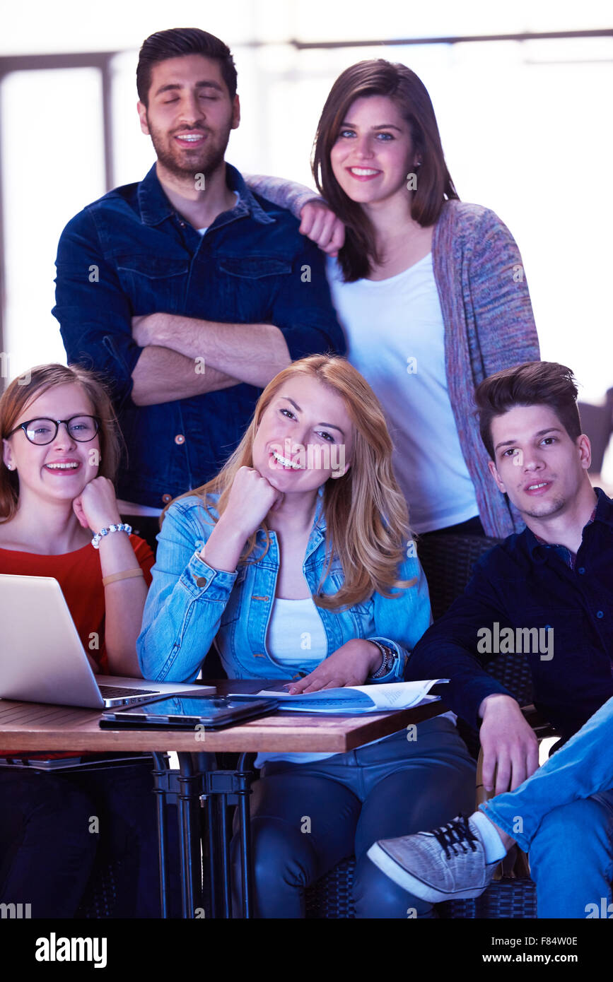 students group standing together as team in modern school university ...