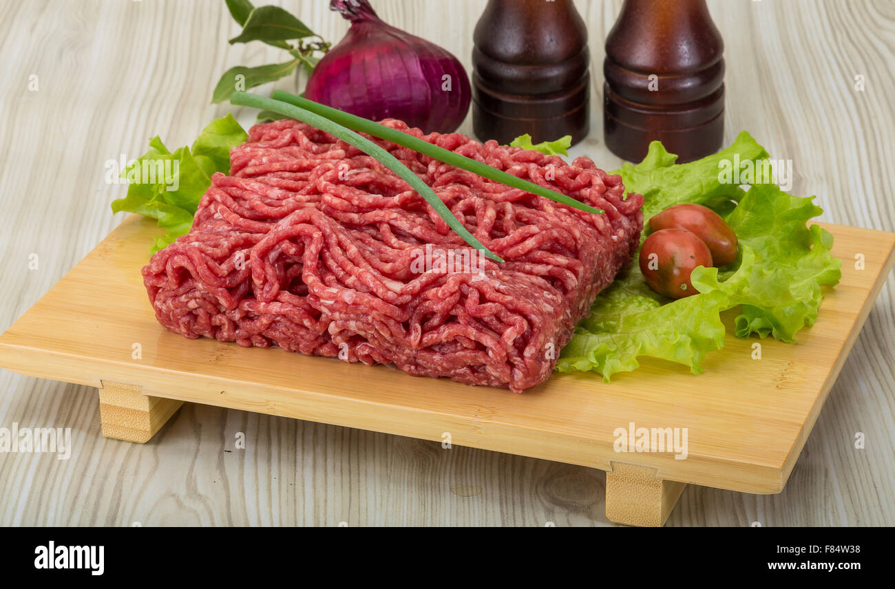 Raw minced beef with onion - ready for cooking Stock Photo - Alamy