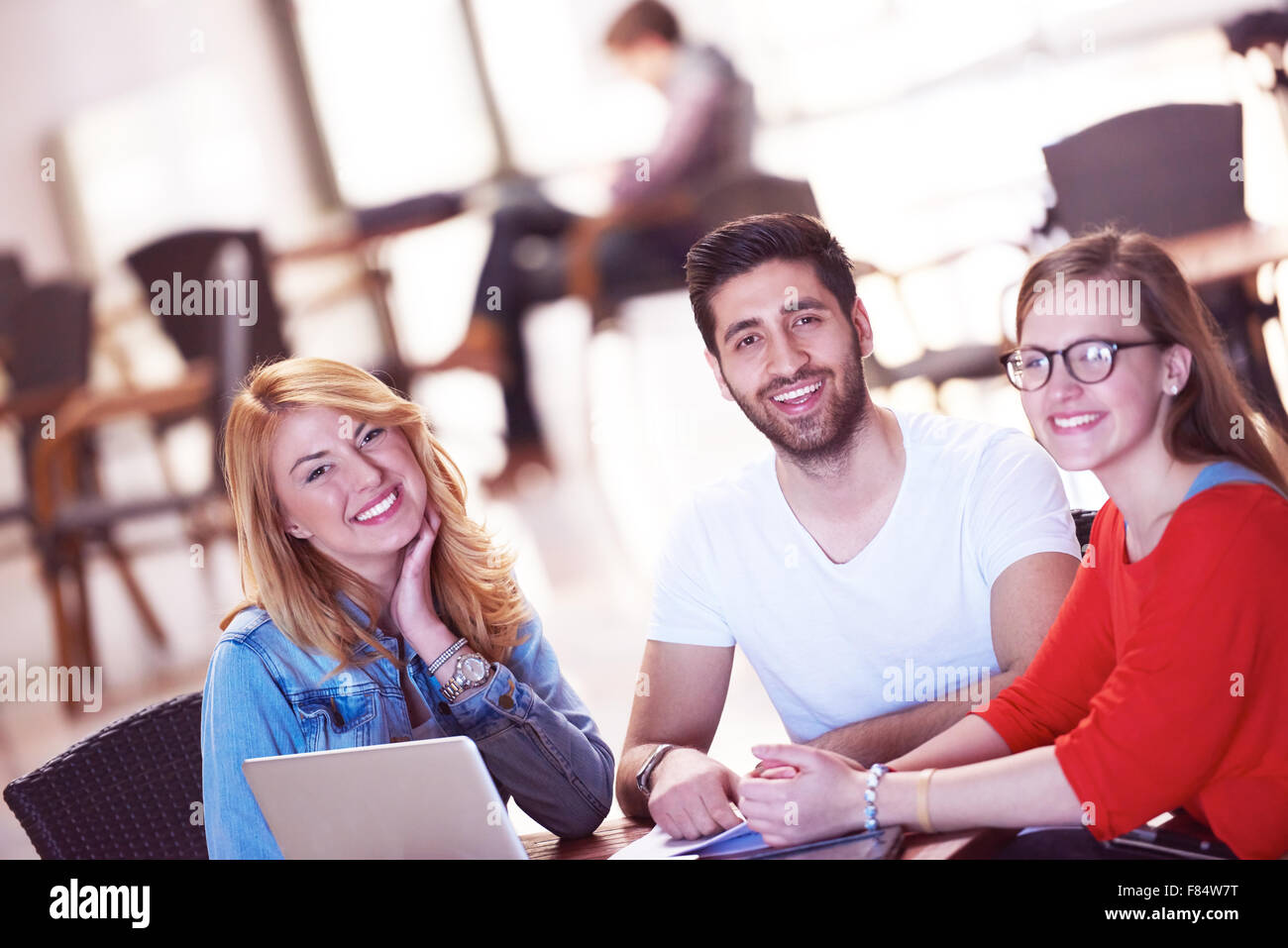 students group standing together as team in modern school university ...