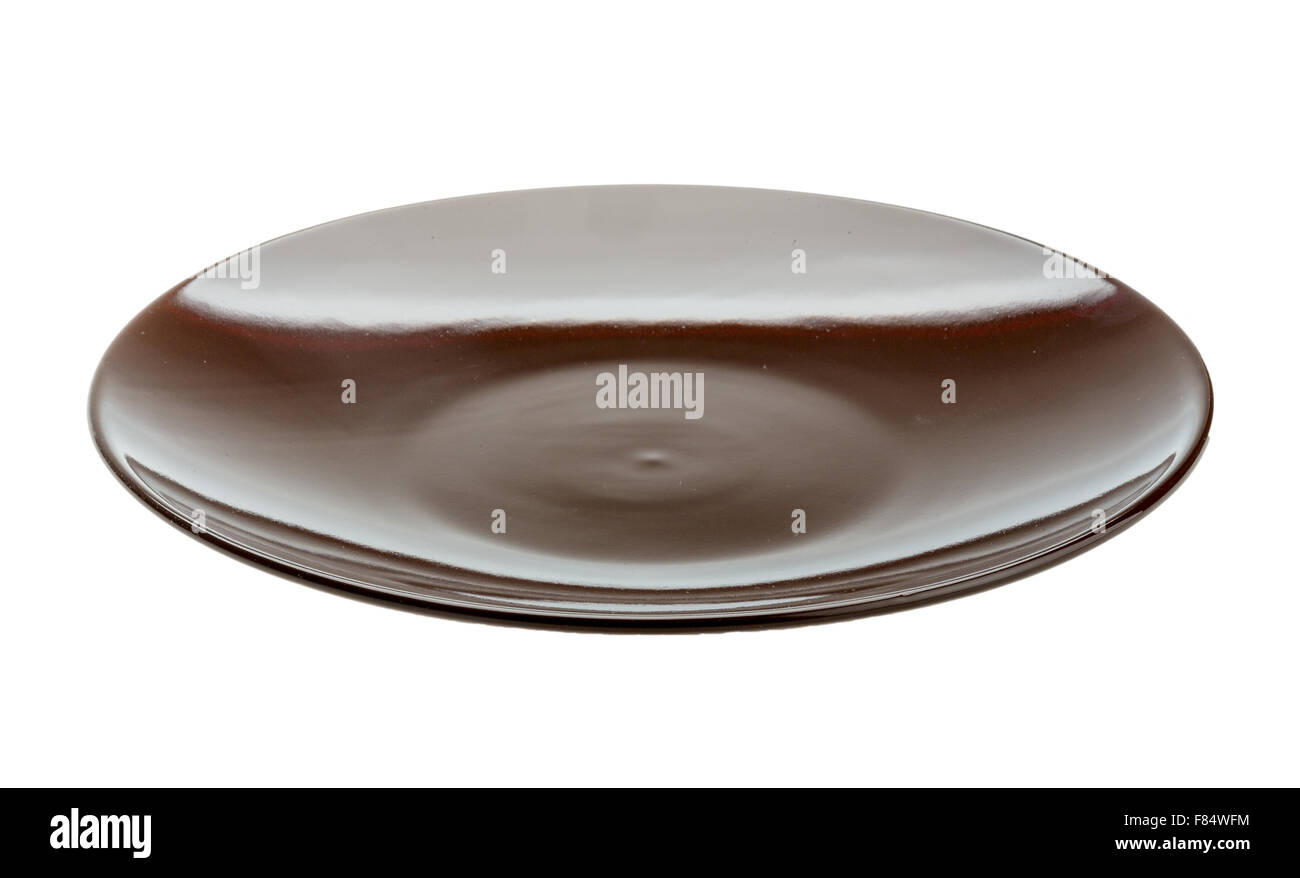 Brown plate isolated on white background Stock Photo - Alamy