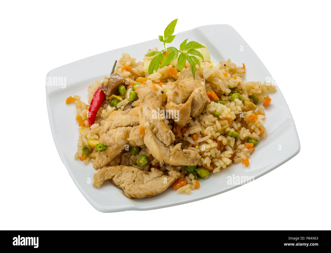 Fried rice with chicken - traditional asian food Stock Photo - Alamy