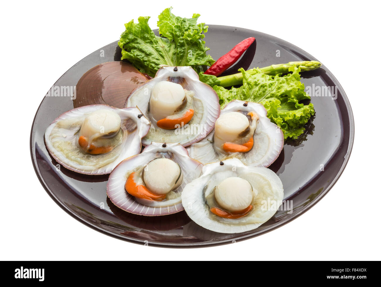 Raw fresh scallop ready for cooking Stock Photo - Alamy